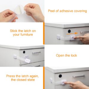 Child Safety Strap Locks 12 Pack Child Safety Locks Baby Proofing Drawers Locks Coolrunner Child Locks for Drawers, Cabinets, Dishwasher, No Tools or Drilling Required