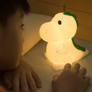 qanyi dinosaur night light for kids, cute color changing dinosaur room decor lamp for boys, silicone nursery baby night light for toddler's room, cute dinosaur gifts for kids boy