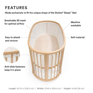 Stokke Sleepi Mesh Liner, White - Breathable 3D Mesh for Safe Sleep - Compatible with Stokke Sleepi Crib/Bed - Machine Washable