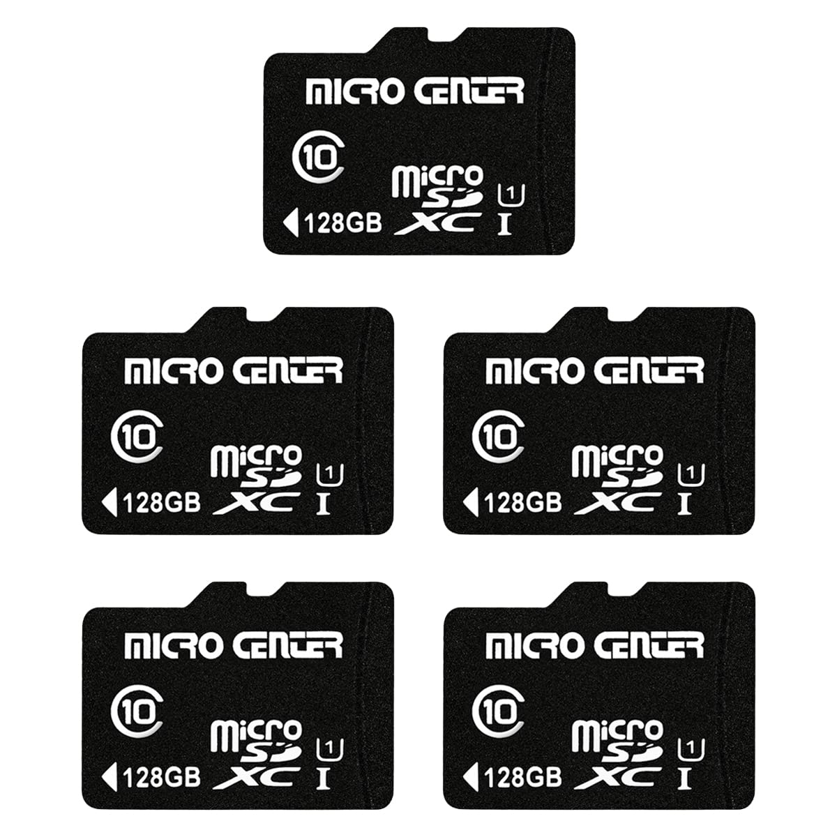 Micro Center 128GB Class 10 MicroSDXC Flash Memory Card with Adapter for Mobile Device Storage Phone, Tablet, Drone & Full HD Video Recording - 80MB/s UHS-I, C10, U1 (5 Pack)