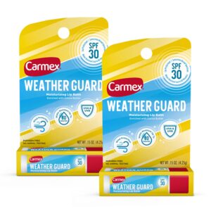 carmex weather guard moisturizing lip balm stick with spf 30, 0.15 oz, 2 pack