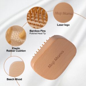 Maji Mama Handmade Natural Wooden Hair Brush Hairbrush with Bamboo Pins Massage Scalp & Detangling All Hair Types