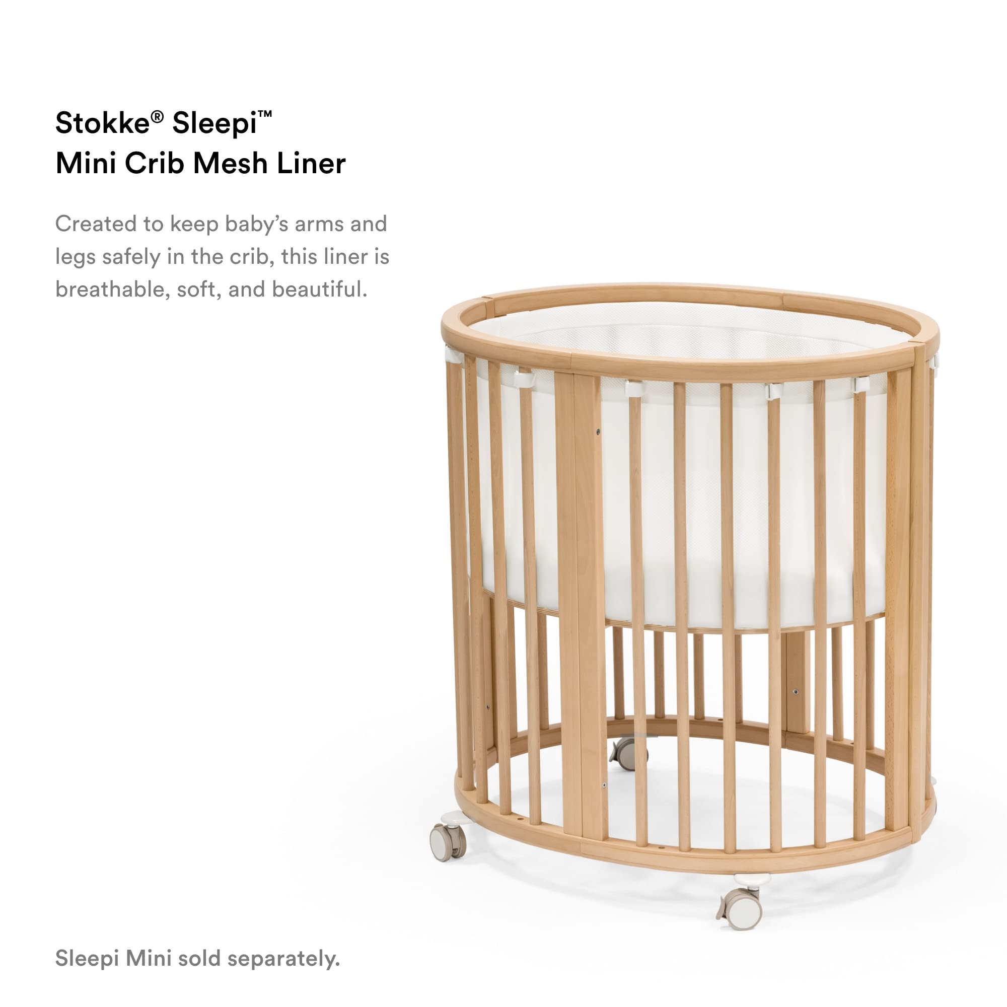 Stokke Sleepi Mini Mesh Liner, White - Breathable 3D Mesh for Safe Sleep - Compatible with Stokke Sleepi Mini - Machine Washable