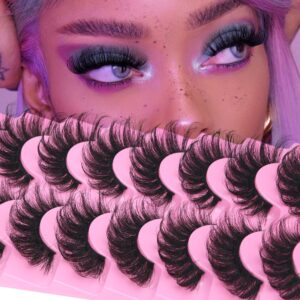 natural eyelashes fluffy mink cat eye lashes wispy false eyelashes 17mm long dramatic natural look angel wing fake lashes pack 8 pairs by heyalice (04b)