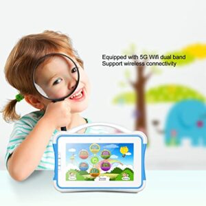 7In Tablet, 1GB RAM 32GB ROM 5G WiFi Tablet, Support 3G Network Eye Protection Kids Learning Drop Protection Sleeve Design 3000mAh High Capacity Battery, Tablet for Android 10(US Plug)