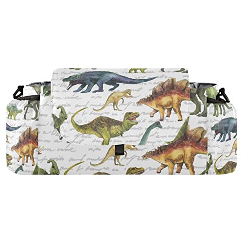 Hand Drawn Dinosaurs Stroller Organizer with Cup Holder Universal Stroller Organizer Bag Detachable Shoulder Strap Stroller Accessories for Diaper Toys Phone Keys Fit All Baby Stroller