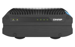 qnap ts-i410x-8g-us 4 bay high-speed fanless industrial nas with dual-10gbe, intel atom cpu, 8gb ddr4 memory and 2.5gbe (2.5g/1g/100m) network connectivity (diskless)