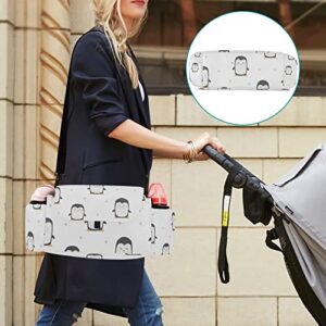 Sinestour Cute Penguin Animals Stroller Organizer with Cup Holder Universal Stroller Organizer Bag Detachable Shoulder Strap Stroller Accessories for Diaper Phone Keys Toys Fit All Baby Stroller