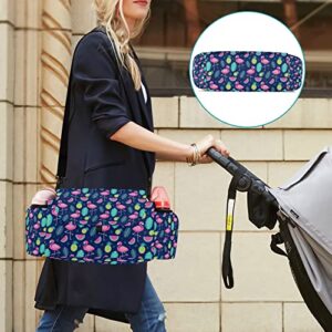 Sinestour Flamingo Stroller Organizer with Cup Holder Universal Stroller Organizer Bag Detachable Shoulder Strap Stroller Accessories for Diaper Snacks Keys Toys Fit All Baby Stroller