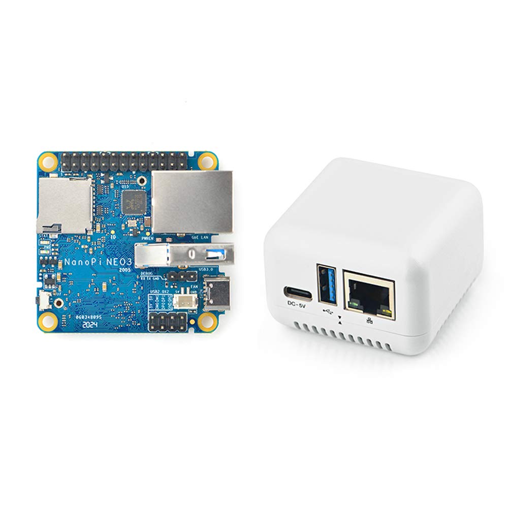 WayPonDEV NanoPi NEO3-LTS Mini Router Single Board Computer Rockchip RK3328 1GB Super Tiny ARM Board for IOT Smart Home Gateway Support FriendlyWrt Ubuntu (with Case and Heat Sink)