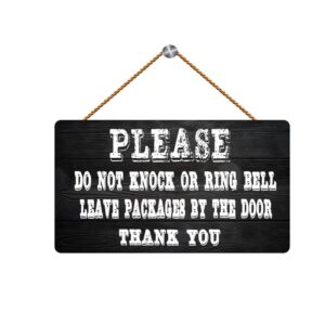 licpact please do not knock or ring the doorbell, no soliciting, sleeping baby, leave packages, no soliciting wood sign, front door sign 15x30cm/6x12 inch