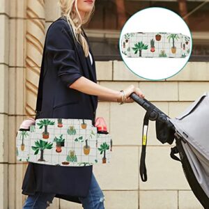 Sinestour Cute Cactus Stroller Organizer with Cup Holder Universal Stroller Organizer Bag Detachable Shoulder Strap Stroller Accessories for Diaper Keys Phone Toys Fit All Baby Stroller