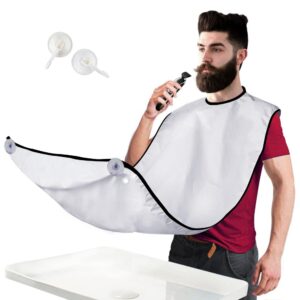 beard shaving catcher bib - the smart way to shave - beard trimming apron & shaving cape - perfect grooming gift or men's birthday gift - by mobi lock