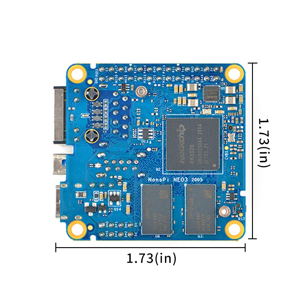 WayPonDEV NanoPi NEO3 Tiny ARM Single Board Computer with 32-bit DDR4 2GB RAM USB3.0 Gbps Ethernet Based in Rockchip RK3328 Soc for IOT Support FriendlyWrt Ubuntu (with Unique MAC Address)