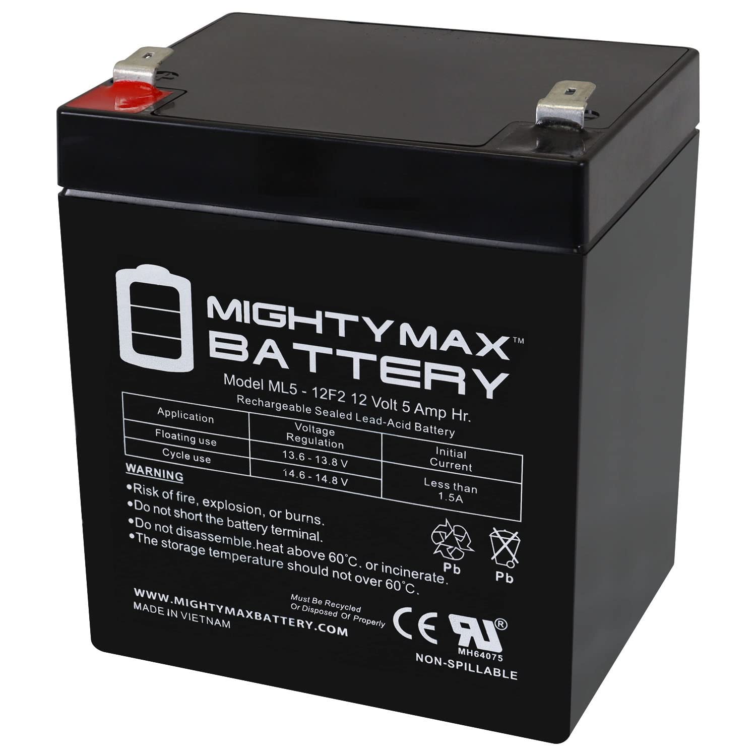 Mighty Max Battery 12V 5Ah F2 SLA Replacement Battery for Sota SA1250 SA 1250