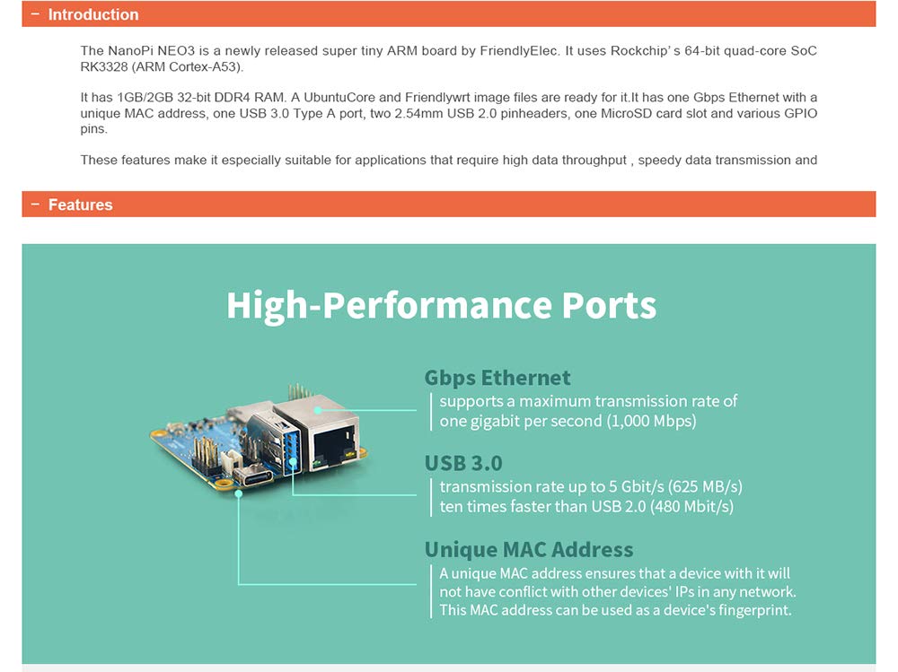 WayPonDEV NanoPi NEO3-LTS Mini Router Single Board Computer Rockchip RK3328 1GB Super Tiny ARM Board for IOT Smart Home Gateway Support FriendlyWrt Ubuntu (with Case and Heat Sink)