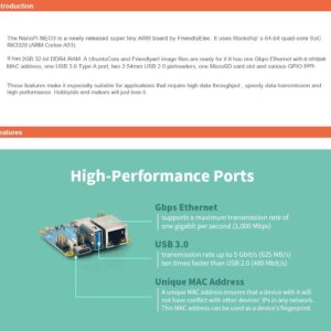 WayPonDEV NanoPi NEO3 Tiny ARM Single Board Computer with 32-bit DDR4 2GB RAM USB3.0 Gbps Ethernet Based in Rockchip RK3328 Soc for IOT Support FriendlyWrt Ubuntu (with Unique MAC Address)