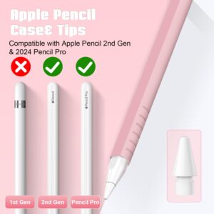 Laviitp 2 Pack Case for Apple Pencil Pro & 2nd Generation: Protective Cover Sleeve for iPencil Pro 2024- Silicone Grip Skin Accessories for iPad Pencil w/ 2 Pencil Tips 4 Nibs Cover, Pink+Purple