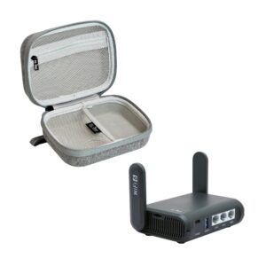 gl.inet gl-axt1800 (slate ax) pocket-sized wi-fi 6 gigabit travel router & gadget organizer case (grey)