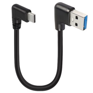 gelrhonr short right angle usb type c cable, 90 degree 18w fast charging usb a to usb c cable (black-right-0.25m)