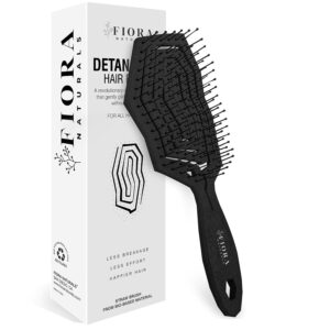 fiora naturals hair detangling brush -100% bio-friendly detangler hair brush w/ultra-soft bristles- glide through tangles with ease - for curly, fine, women, men, kids, toddlers, wet and dry hair