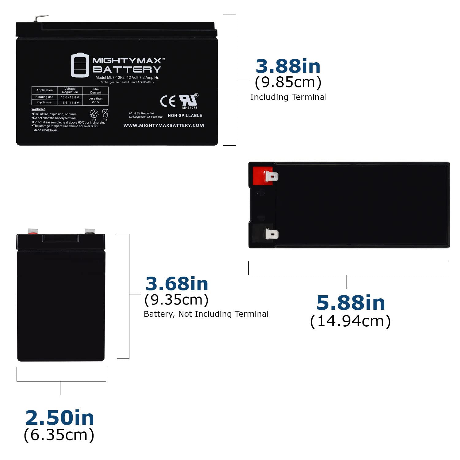 Mighty Max Battery 12V 7Ah F2 Replacement Battery for Tripp Lite SMART5000RT3U - 10 Pack