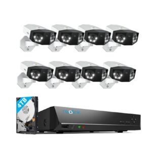 reolink 4k poe security camera system, ip outdoor cameras 8x duo 2 poe with 1x rln16-410 (built-in 4tb hdd) video recorder