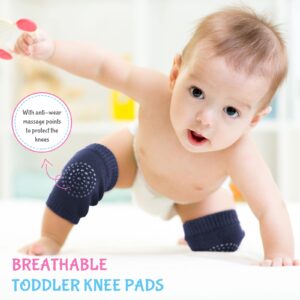 Haysandy 4 Pairs Baby Knee for Crawling Anti Slip Baby Crawling Pad Elastic Knee Sleeve Leg Toddler Warmer(Dark Color)