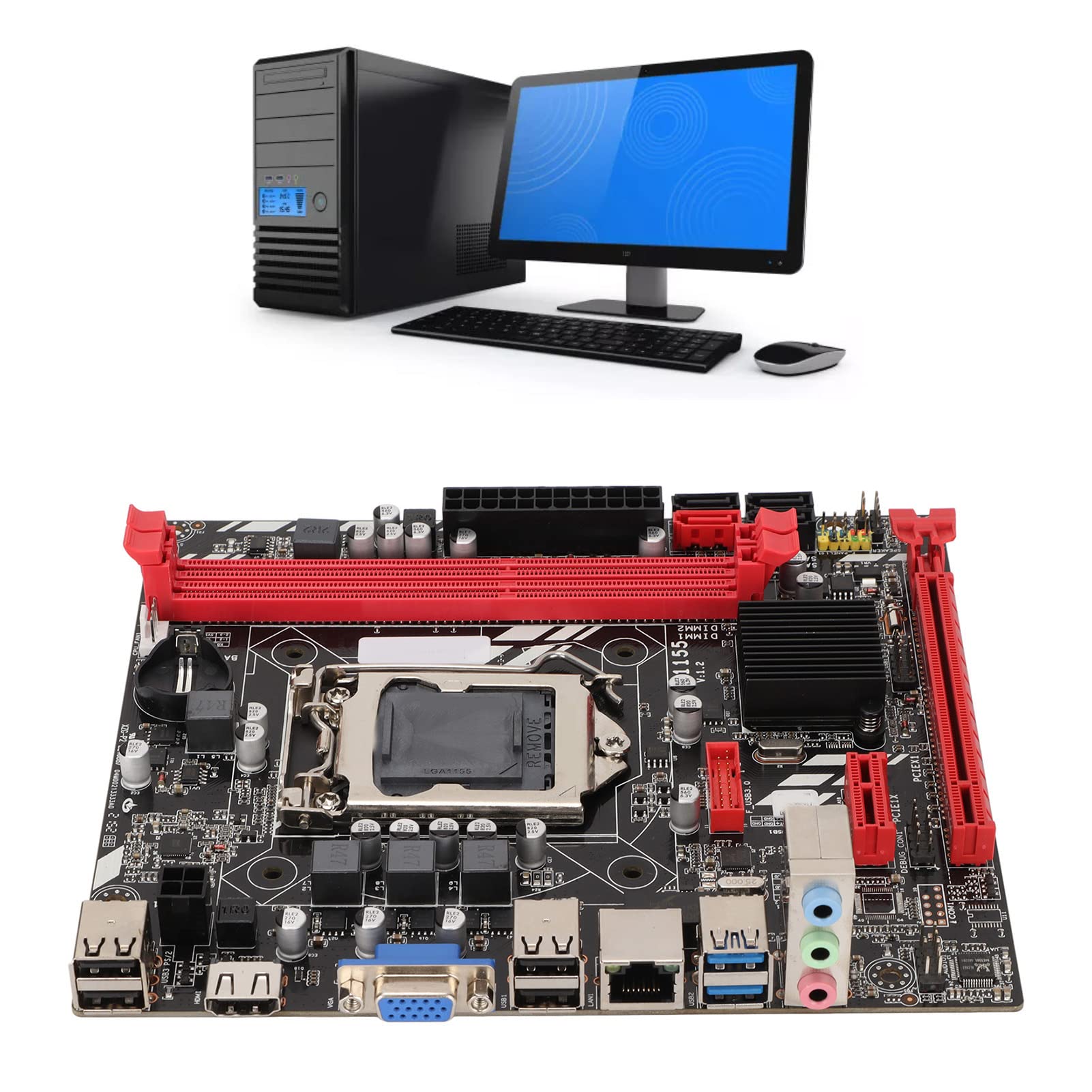 DDR3 Motherboard, Computer Motherboard Support 1155 Pins I3 I5 I7 Processor 2 DDR3 Interface, High Speed Network Stable Power Gaming Motherboard…