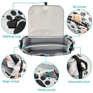 Sinestour Pet Paw Animal Stroller Organizer with Cup Holder Universal Stroller Organizer Bag Detachable Shoulder Strap Stroller Accessories for Diaper Toys Snacks Keys Fit All Baby Stroller