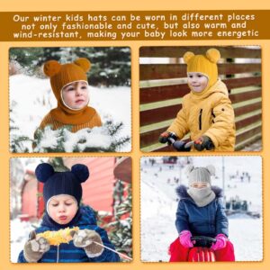 Baby Winter Hat Scarf Set 2 Pack, Toddler Beanie Hats Girl Boy with Neck Warmer, Beanie for Kids Knit Warm for Cold Weather