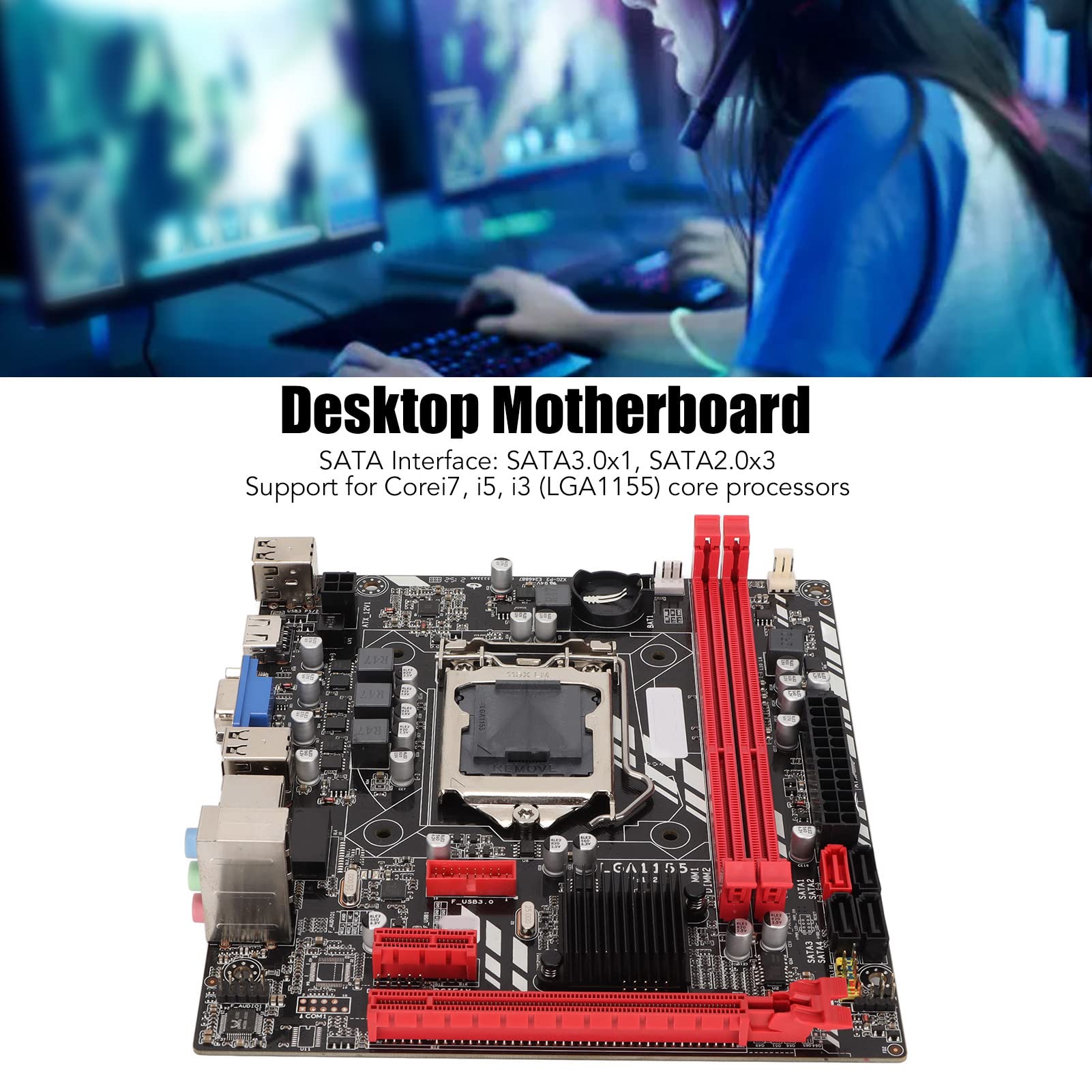 DDR3 Motherboard, Computer Motherboard Support 1155 Pins I3 I5 I7 Processor 2 DDR3 Interface, High Speed Network Stable Power Gaming Motherboard…