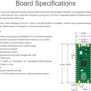 Adeept Raspberry Pi Pico with Pre-Soldered Header and USB Cable, Microcontroller Mini Development Board, Based on Raspberry Pi RP2040 Chip, Dual-Core ARM Cortex M0+ Processor