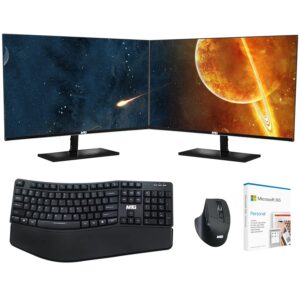 techmagnet all in one desktop computer, cheetah 6, intel core i5 6th gen 2.5 ghz, 16gb ddr3, 1tb ssd, dual 24 inch led, mtg wireless ergonomic keyboard mouse, office 365, windows 10 pro (renewed)