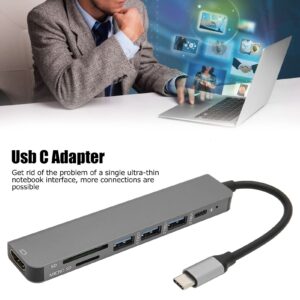 Leapiture 7 in 1 USB C Multiport Dongle Ethernet USB C Hub USB C to Ethernet Adapter Hub with 4K 30HZ HD for Laptops, Gaming Consoles, Tablets