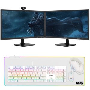 techmagnet all in one desktop computer, cheetah 6, intel core i5 6th gen 2.5 ghz, 16gb ddr3, 480gb ssd, dual 27 inch led monitor, mtg gaming kit with webcam, win10 pro (renewed)