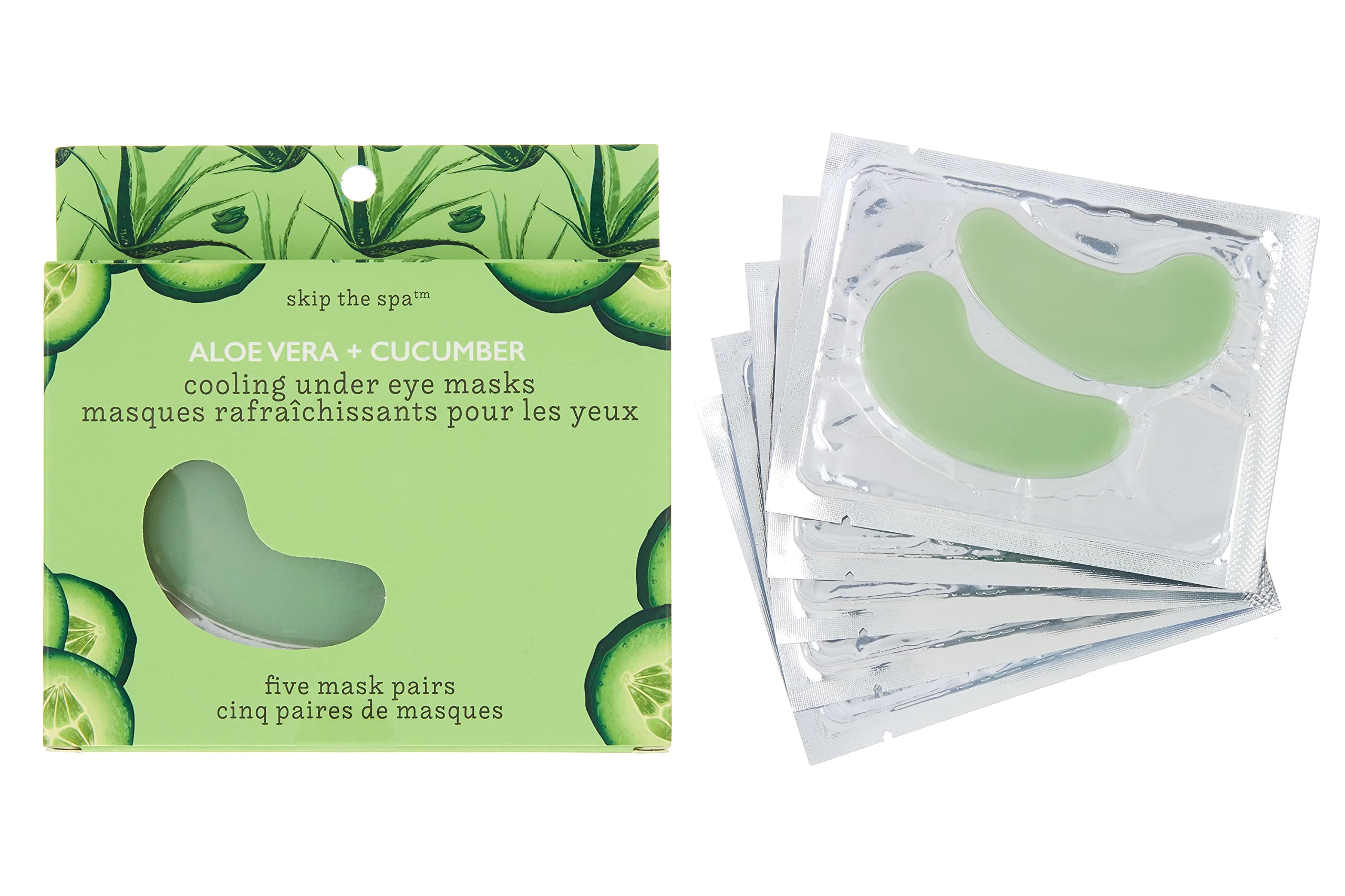 Jean Pierre Skip the spa Aloe Vera + Cucumber Under Eye Masks, 5 pairs