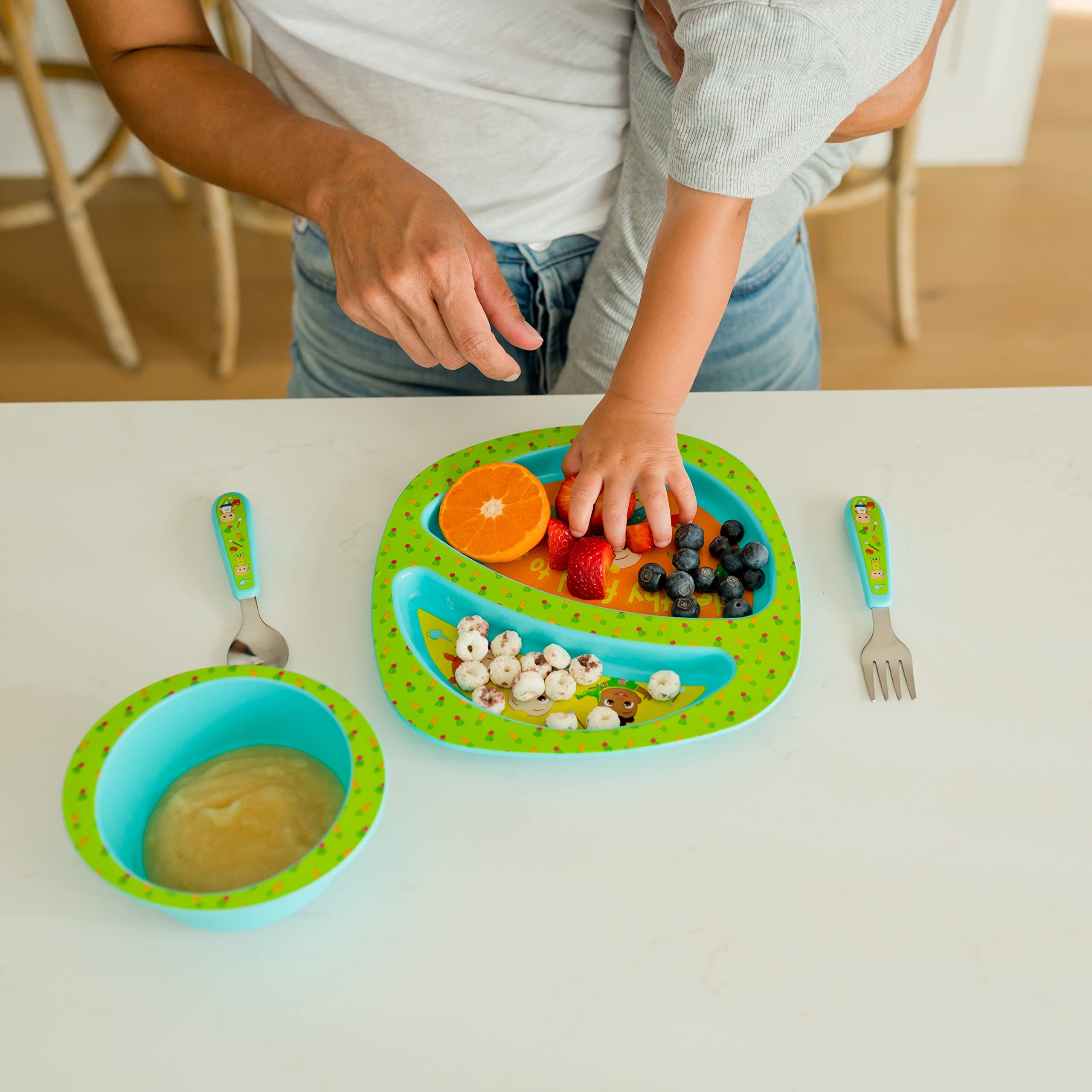 The First Years CoComelon Dinnerware Set - Toddler Plates and Toddler Utensils- 4 Count