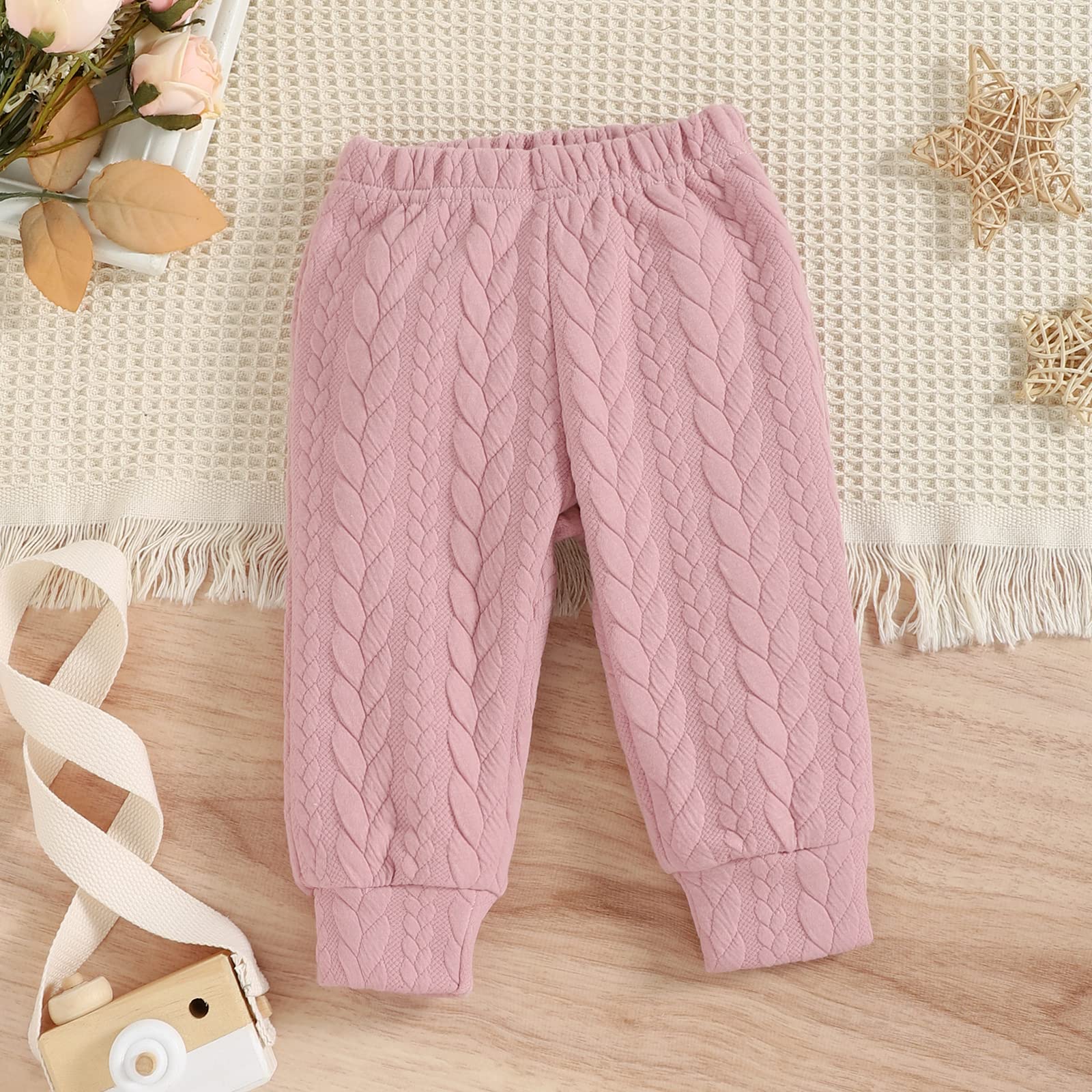 GRNSHTS Baby Girl Clothes, Newborn Long Sleeve Sweatshirts Tops+Solid Pants 2pcs 0-24M Fall Outfits(Pink,0-3 Months)