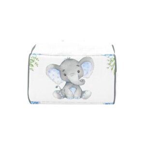 Blue Watercolor Flower Elephant Diaper Bags Backpack with Name Personalized Baby Bag Nursing Nappy Bag Gifts