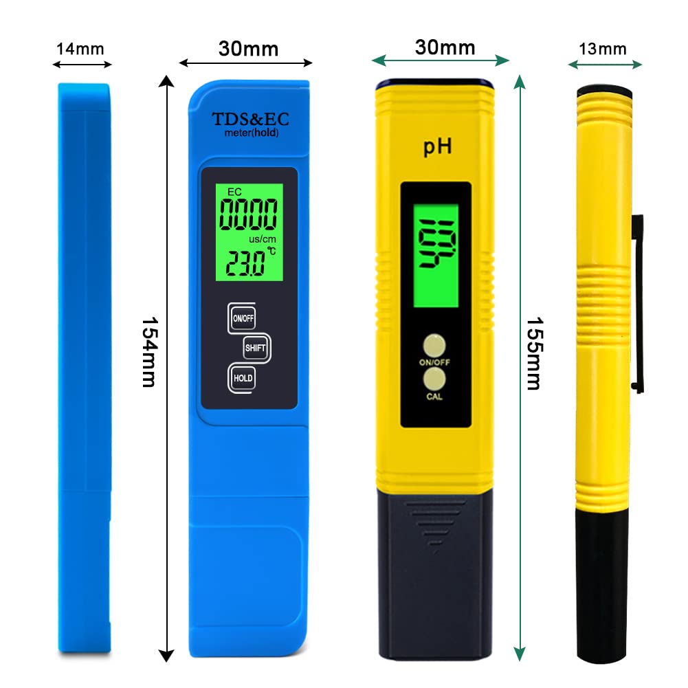 Yewhick Digital pH and TDS Meter Combo, High Accuracy Water Quality Tester, pH Meter 3-in-1 TDS EC Temperature Meter for Drinking Water Swimming Pool Aquarium Hydroponic