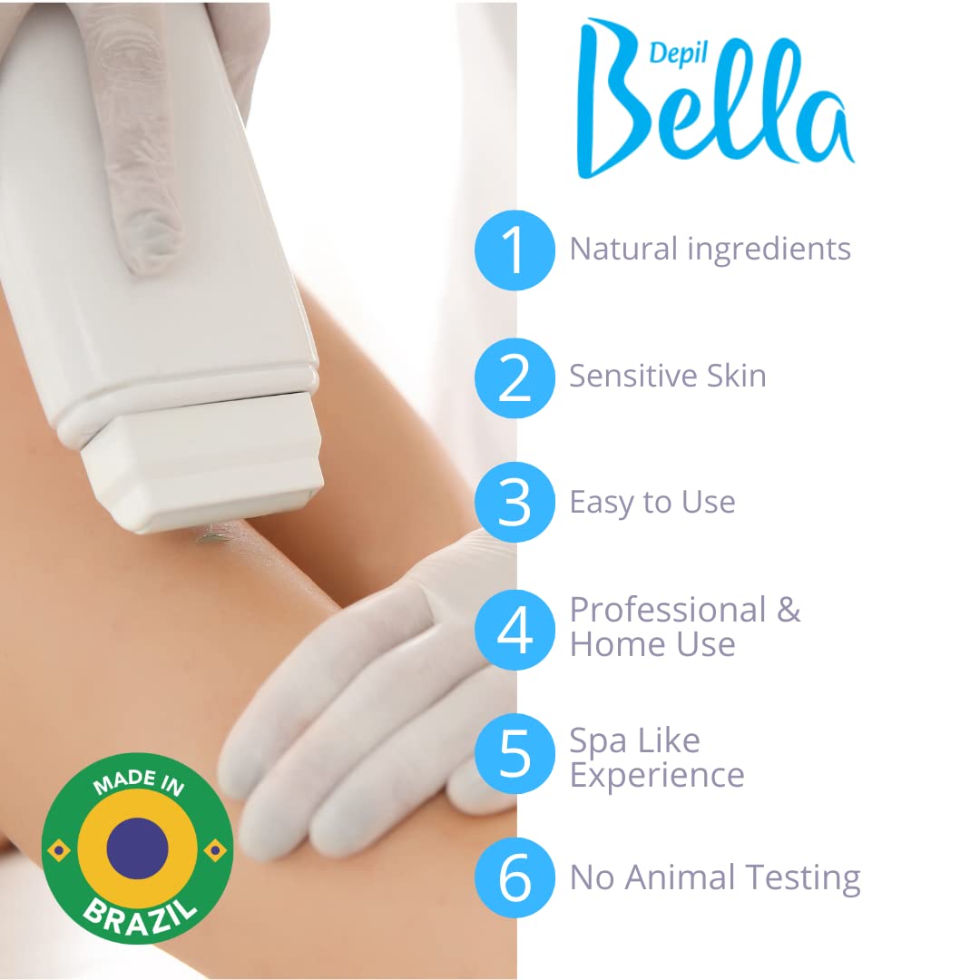 Depil Bella Bundle Kit Waxing Roller, 1 Roll on Honey and propolis + 3 Roll on Black Depilatory Wax Hair removal for Women and men, Sensitive hair, At Home and professional Waxing, Brazilian Bikini, L