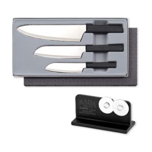 rada 3-piece large knife set with knife sharpener