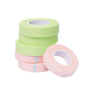 gemerry 6 rolls lash tape pink green adhesive fabric lash tape for eyelash extensions breathable micropore fabric lash extension tape for individual eyelash extensios tools (3pcs pink + 3pcs green)