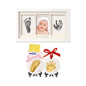 keababies inkless baby hand and footprint kit frame and baby hand and footprint kit - personalized baby picture frame for newborn - personalized baby foot printing kit for newborn