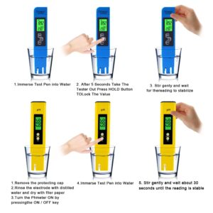 Yewhick Digital pH and TDS Meter Combo, High Accuracy Water Quality Tester, pH Meter 3-in-1 TDS EC Temperature Meter for Drinking Water Swimming Pool Aquarium Hydroponic