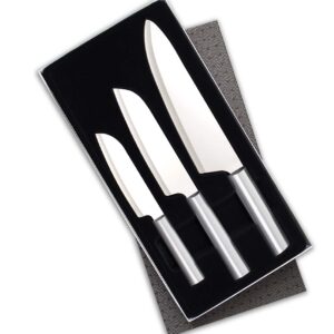 RADA Chef Select 3-Piece Large Knife Set – Stainless Steel Culinary Knives With Aluminum Handles and Knife Sharpener