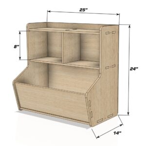 Bush Acres Shelby - Wooden Single Sided Nursery Bookshelf Display Stand Organizer Bin for Displaying Kids Books