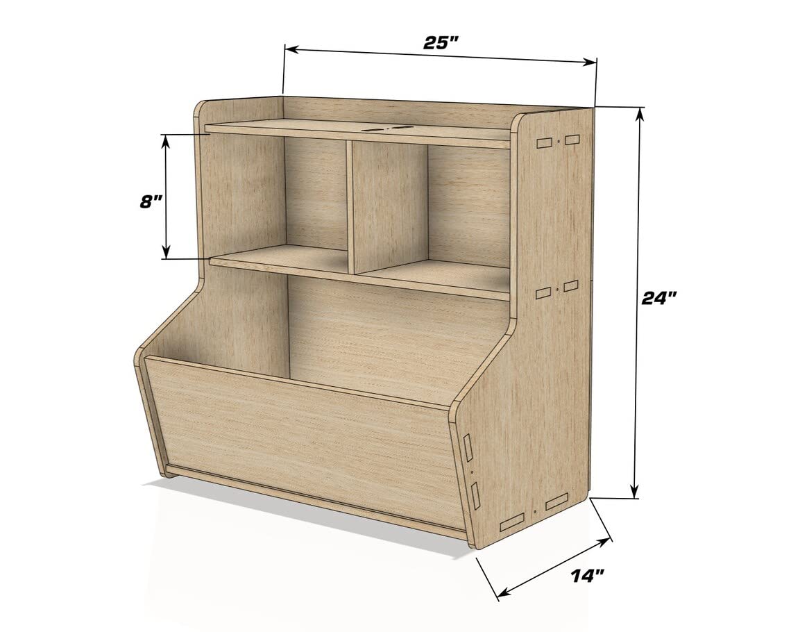 Bush Acres Shelby - Wooden Single Sided Nursery Bookshelf Display Stand Organizer Bin for Displaying Kids Books