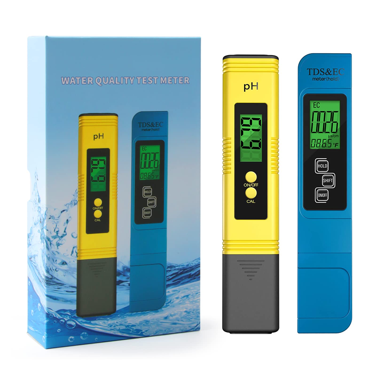 Yewhick Digital pH and TDS Meter Combo, High Accuracy Water Quality Tester, pH Meter 3-in-1 TDS EC Temperature Meter for Drinking Water Swimming Pool Aquarium Hydroponic